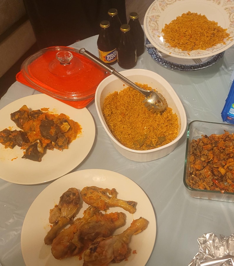 Nigerian Jollof Rice and Assorted Meats (family Size) - Etsy UK