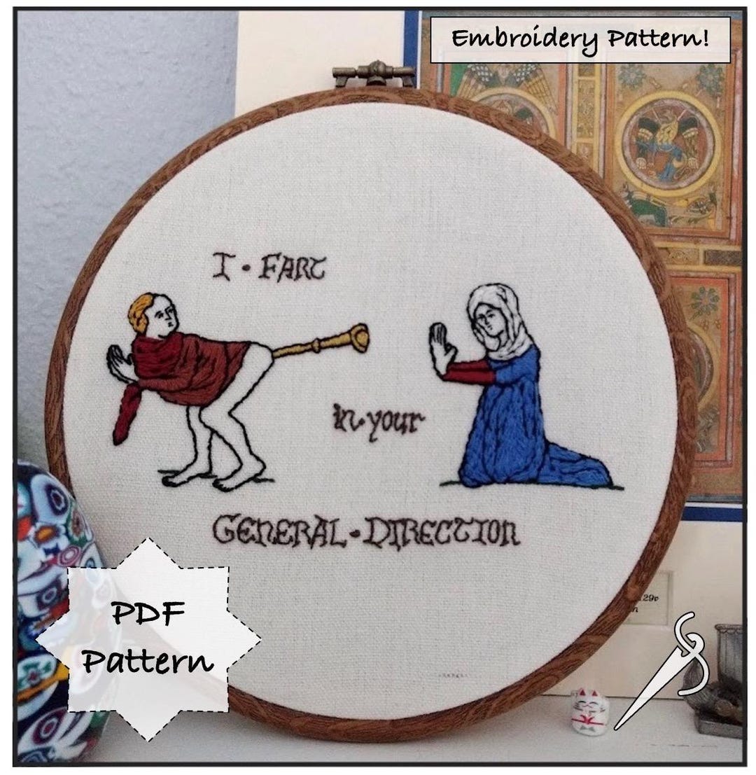 Medieval Butt Trumpet Marginalia Embroidery - Etsy