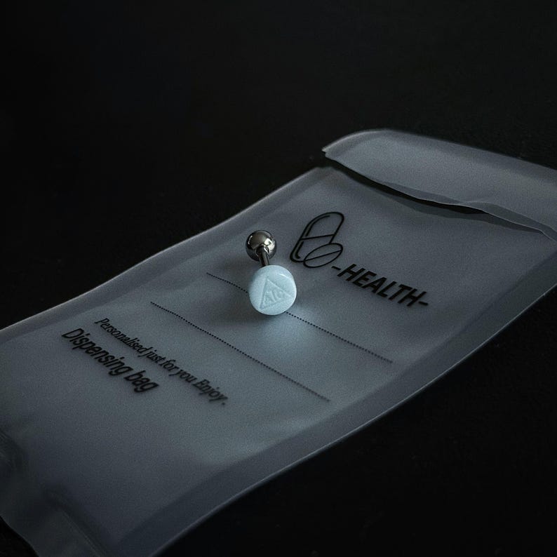 Blue Pill Shaped Tongue Stud, Titanium Steel Tongue Stud, Tongue ...