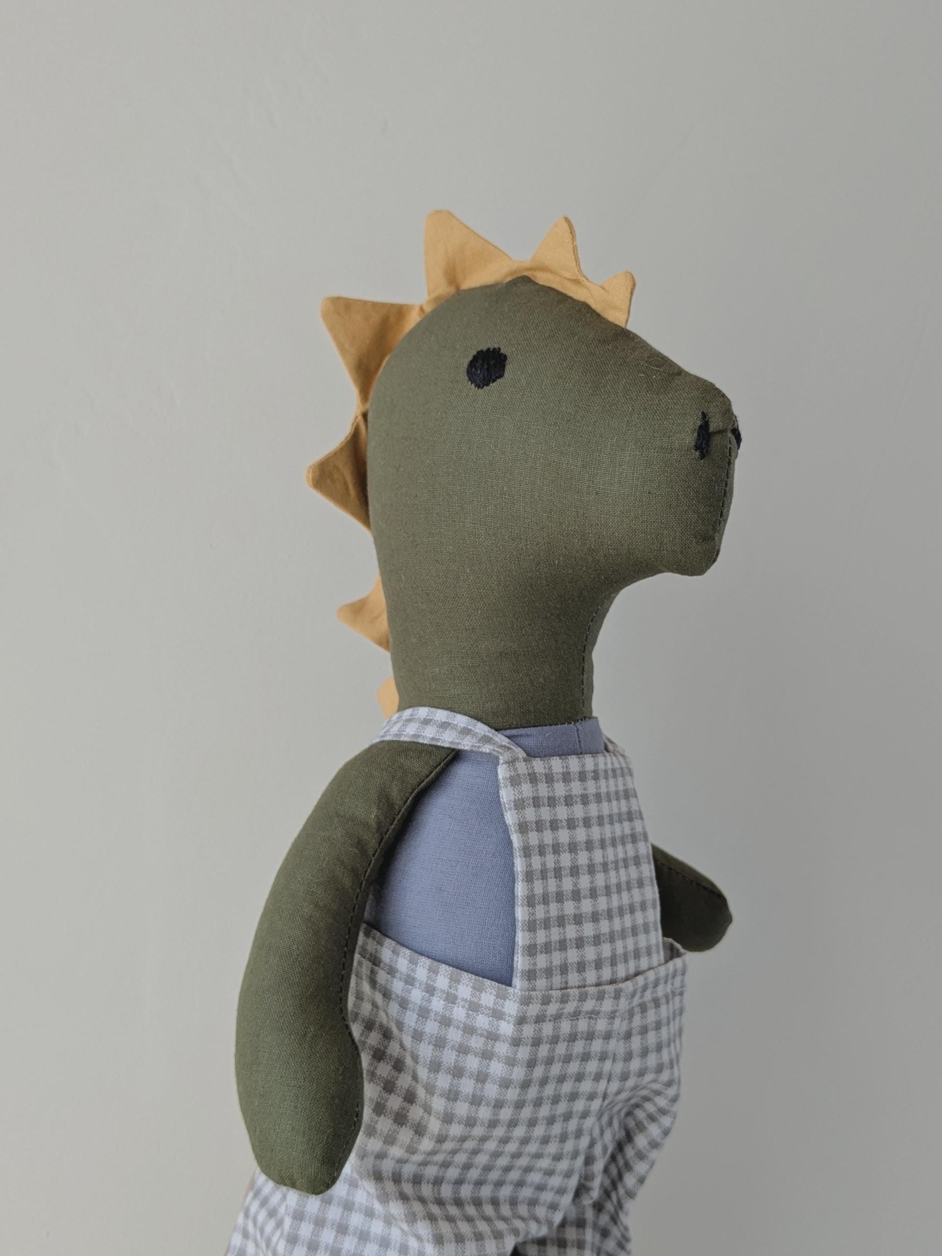 Handmade Linen Dino Doll: Embroidered Nursery Decor - Etsy