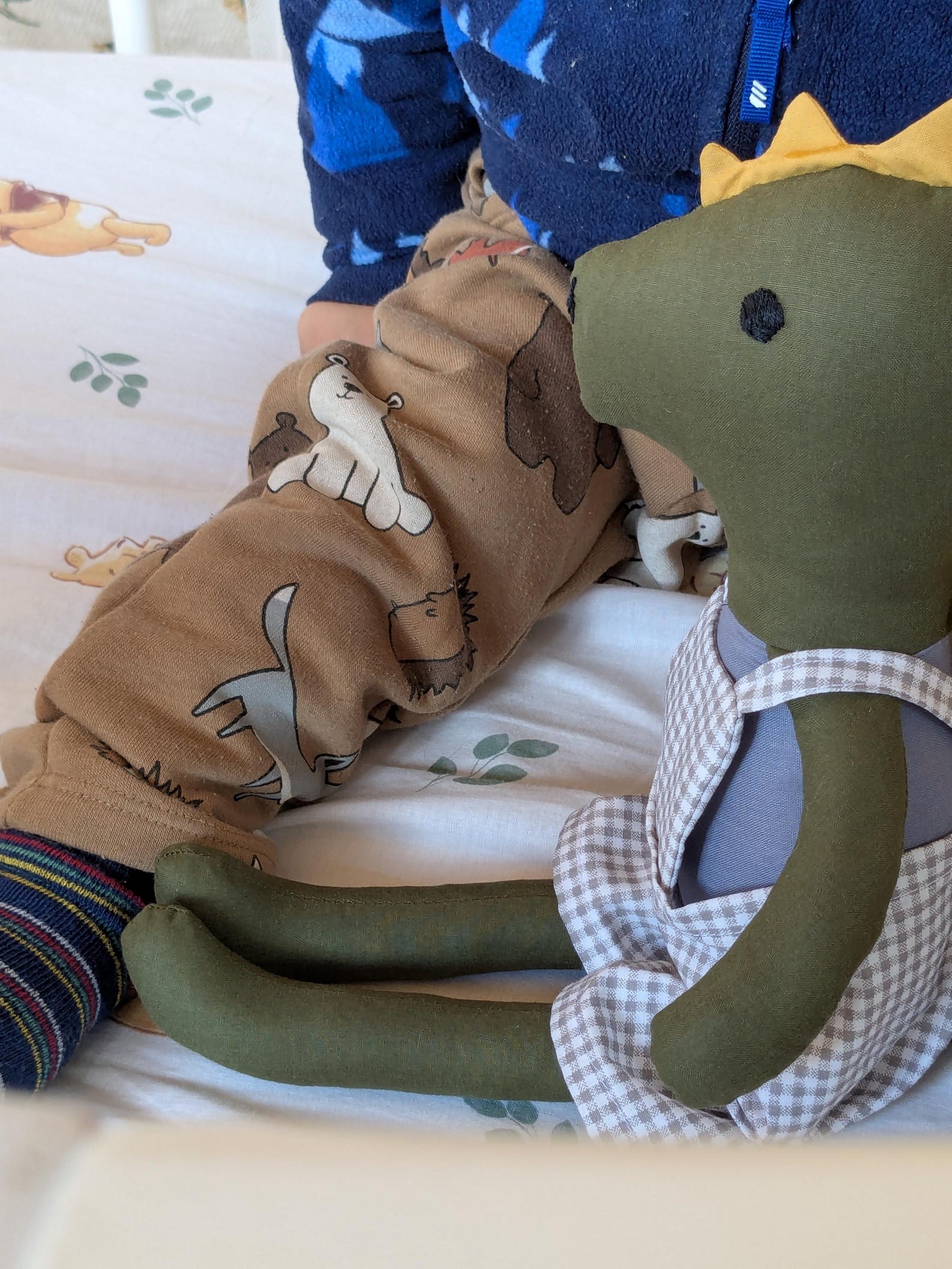 Handmade Linen Dino Doll: Embroidered Nursery Decor - Etsy