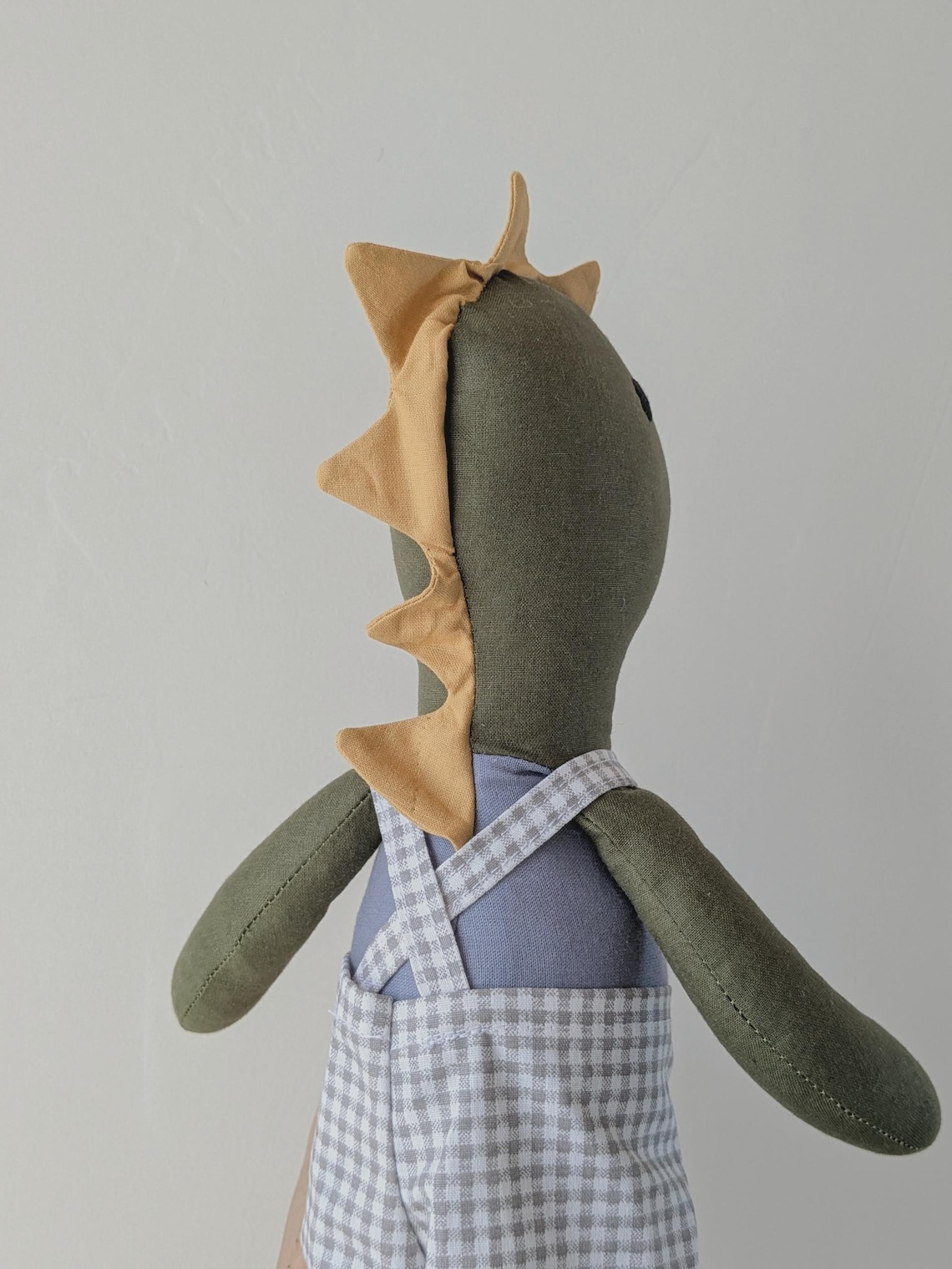 Handmade Linen Dino Doll: Embroidered Nursery Decor - Etsy