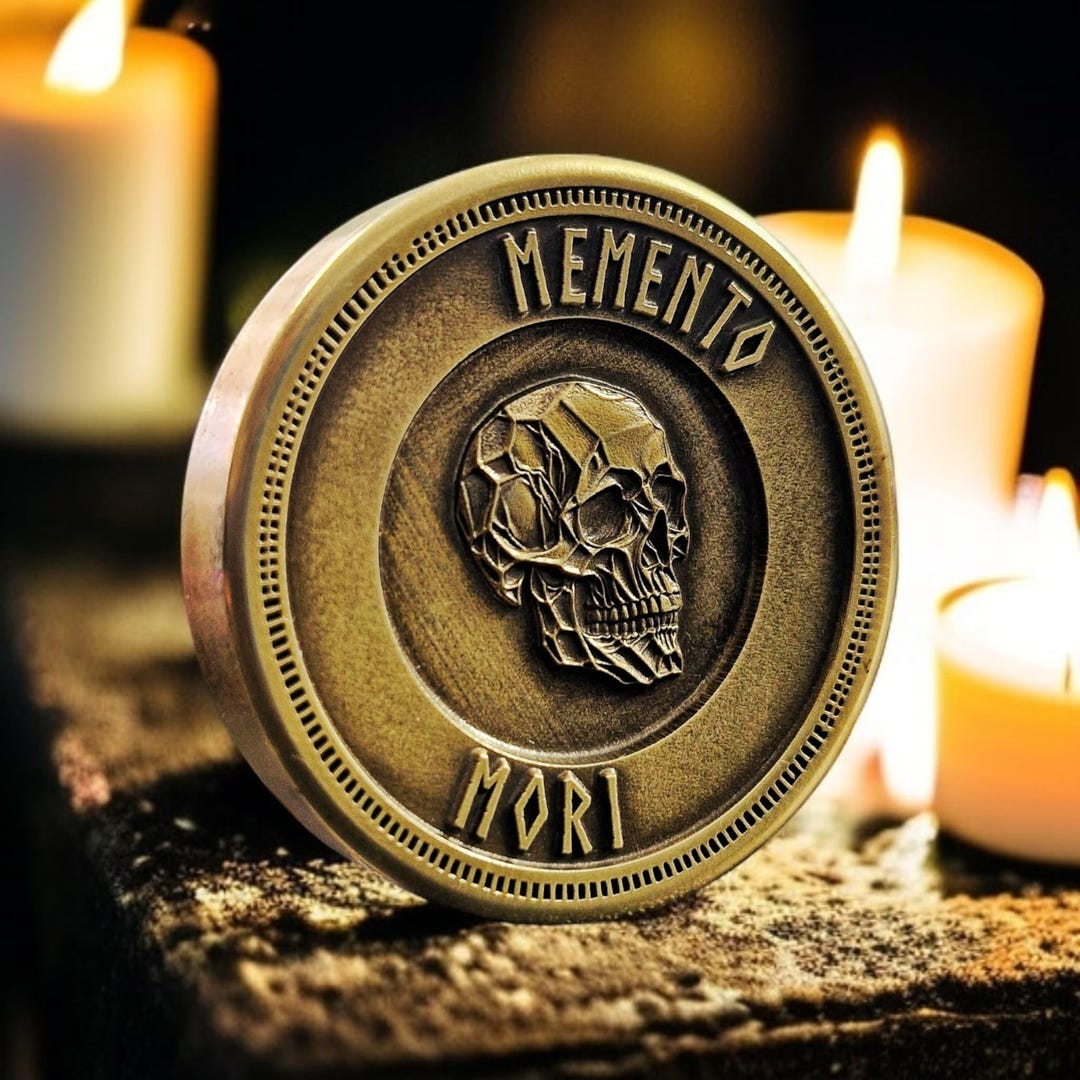Brass Memento Mori Coin | 5 of a Kind | 40mm X 8mm | Challenge Coin ...
