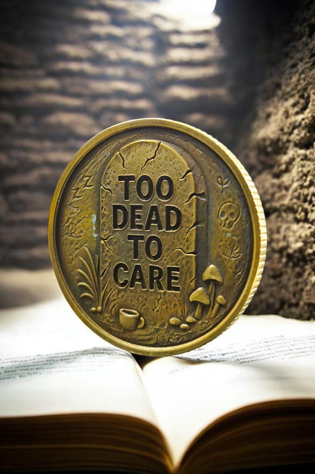 Brass Skull Coin – “too Dead to Care” | Coffee Skeleton | EDC Token ...
