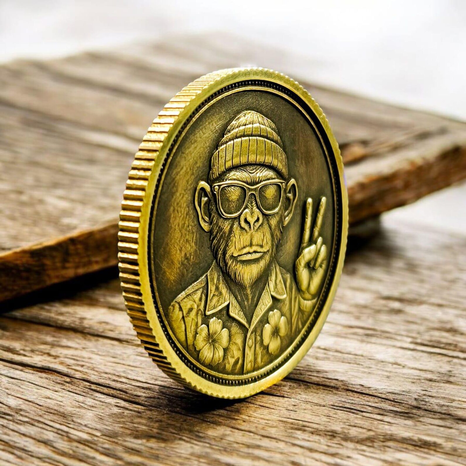 Yin Yang & Peace Monkey Brass Coin – Double-sided Collectible | EDC ...