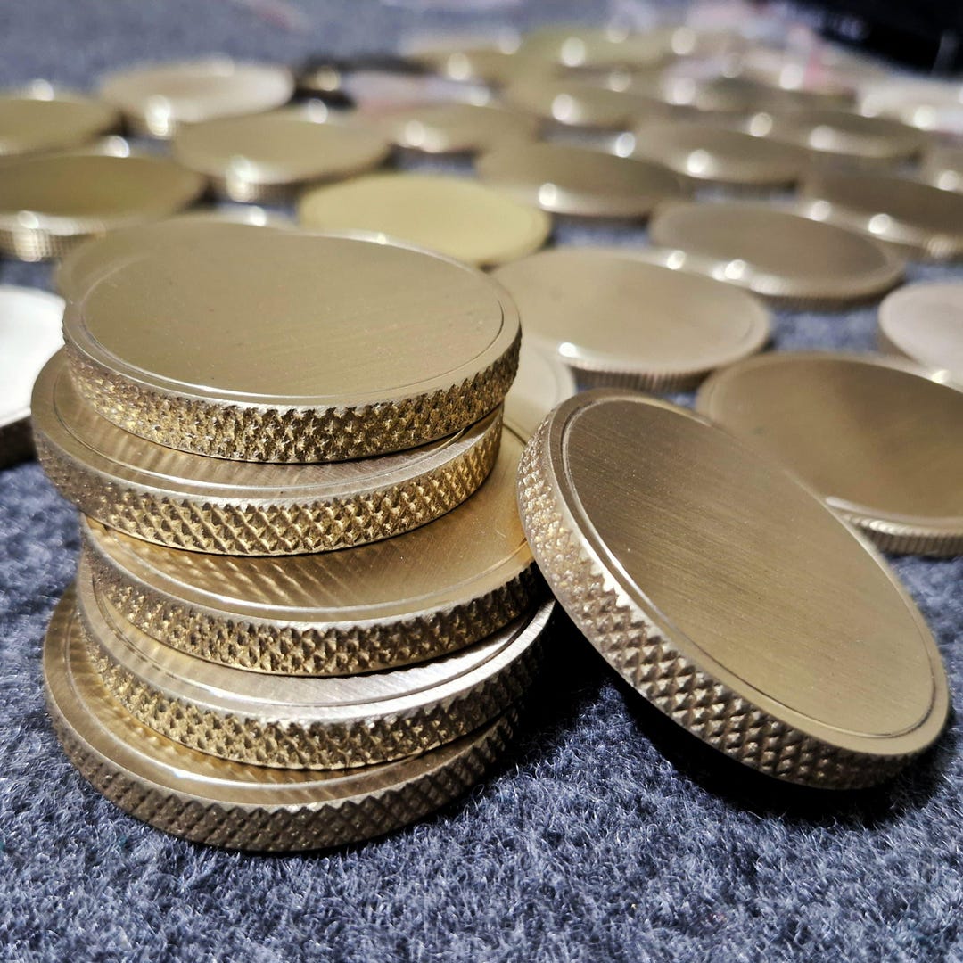 35pcs | 40mm X 4mm Solid Brass Coins Blanks| Diamound Knurling | Blanks ...
