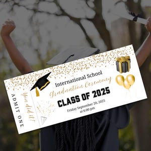 Graduation Ceremony Ticket Invitation: Editable Template (instant ...