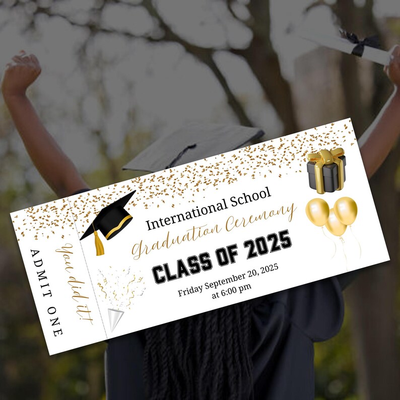 Graduation Ceremony Ticket Invitation: Editable Template (instant ...