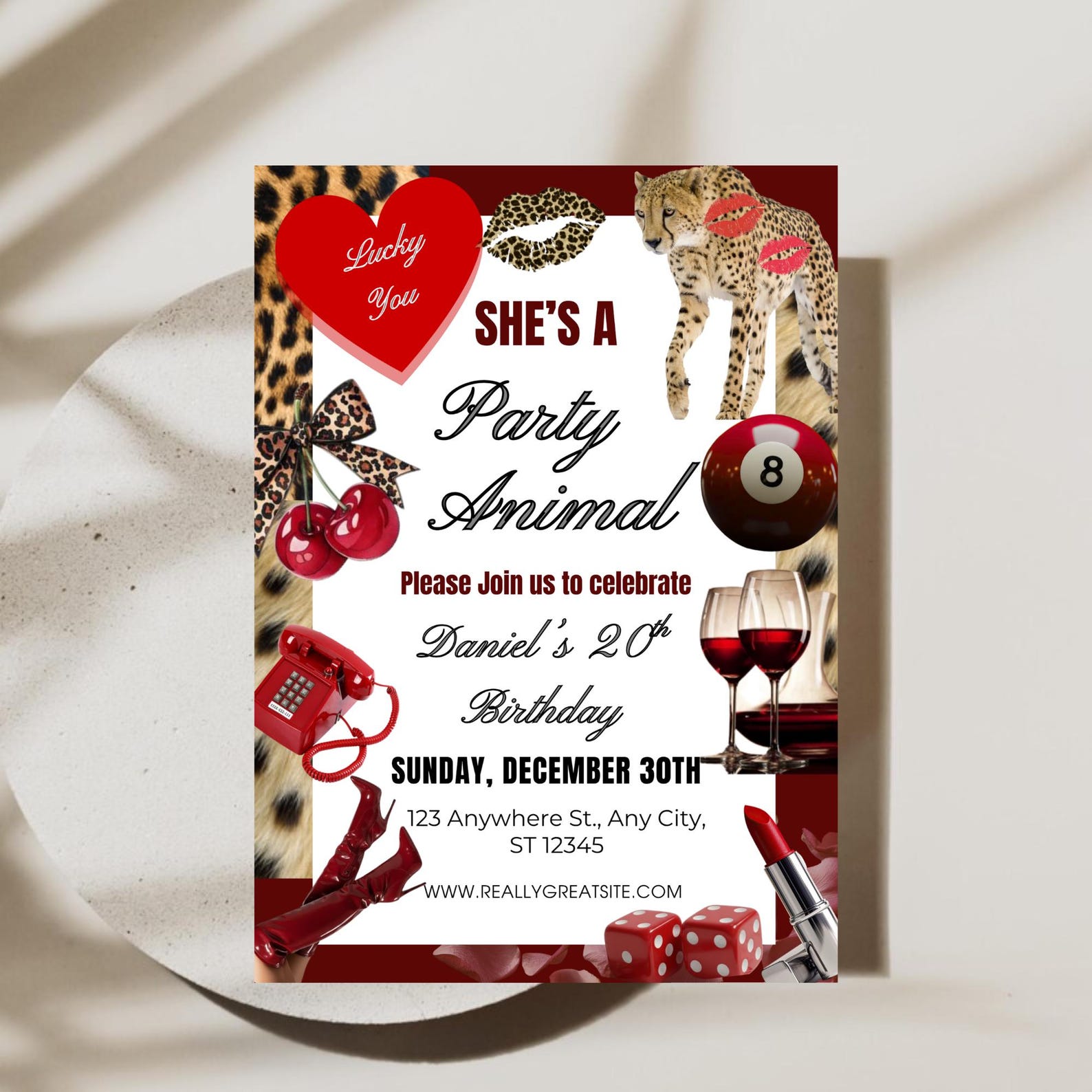 Cheetah Print Birthday Invitation, Glam Leopard Invite (digital ...