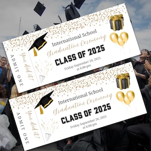 Graduation Ceremony Ticket Invitation: Editable Template (instant ...