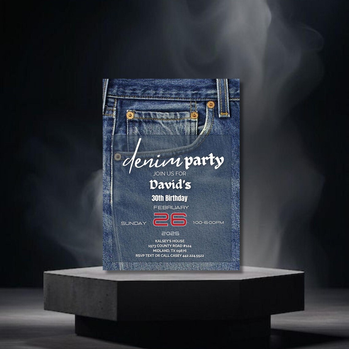 Denim Birthday Party Invitation: Blue Jeans, Boho Western Theme ...