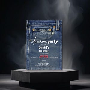 Denim Birthday Party Invitation: Blue Jeans, Boho Western Theme ...