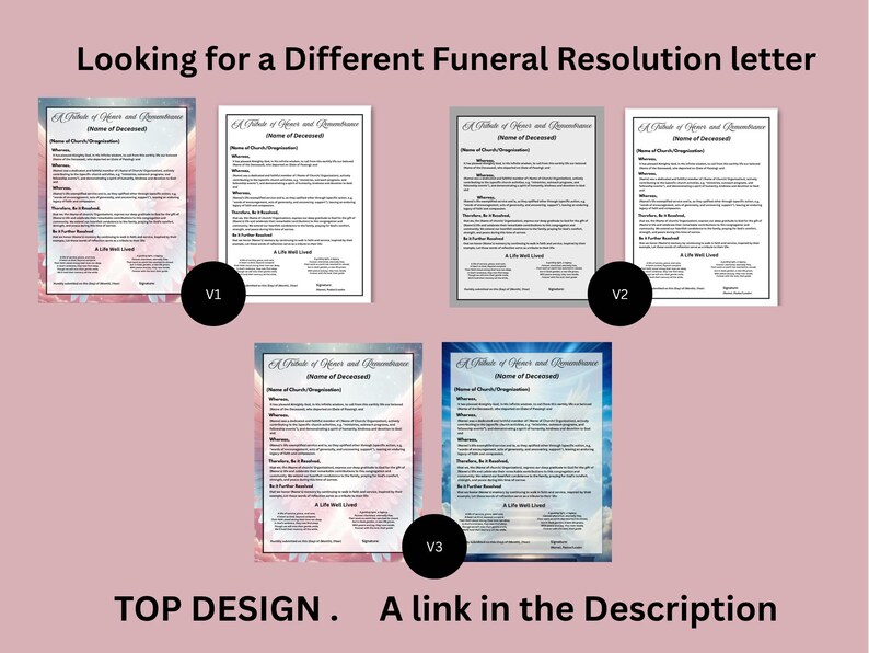 Funeral Resolution Letter Template, Editable Memorial Tribute (digital ...