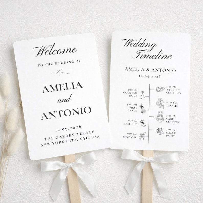 Modern Wedding Program Fan Template, Order of Service (instant Download ...