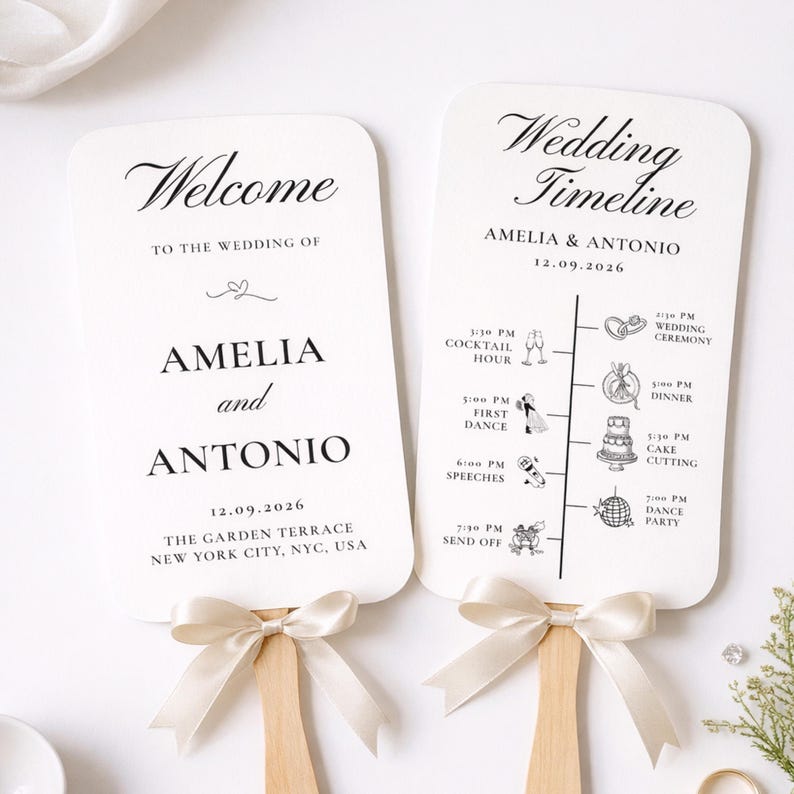 Modern Wedding Program Fan Template, Order of Service (instant Download ...