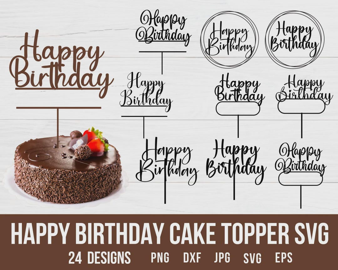 Personalized Birthday Cake Topper SVG Bundle: DIY Party Template ...