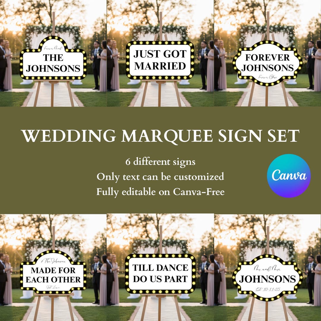 Wedding Marquee Sign Template, Entrance Decor (canva Digital Download ...