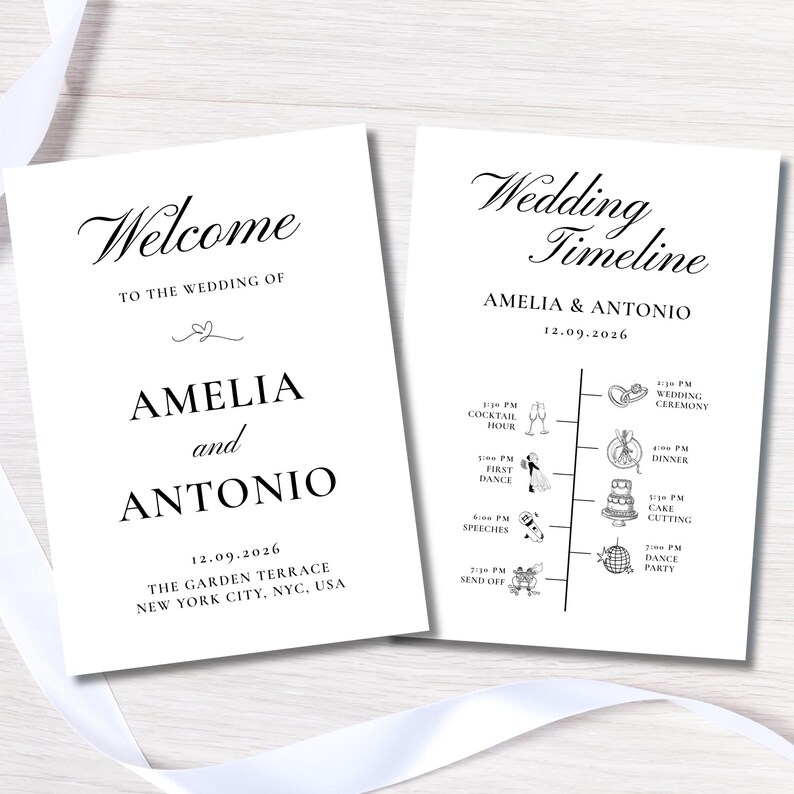 Modern Wedding Program Fan Template, Order of Service (instant Download ...