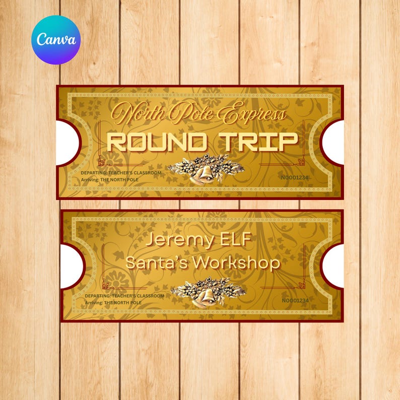Editable Polar Express Ticket, Christmas Train, Canva Template - Etsy