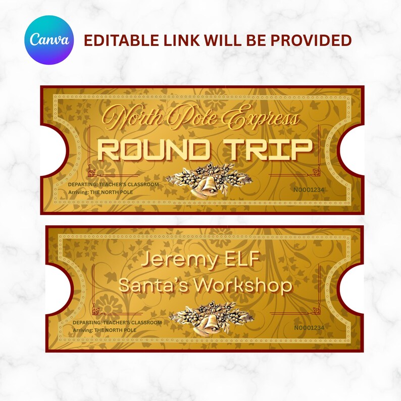 Editable Polar Express Ticket, Christmas Train, Canva Template - Etsy