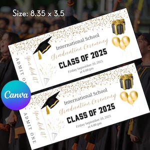 Graduation Ceremony Ticket Invitation: Editable Template (instant ...