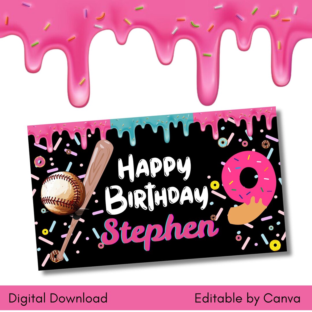 Drippy Baseball Birthday Banner, Custom Name Sign (digital File) - Etsy