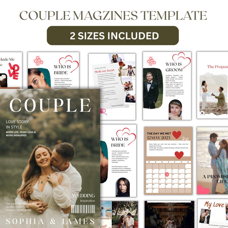 Customizable Couple Magazine Template, Anniversary Gift (canva Editable ...