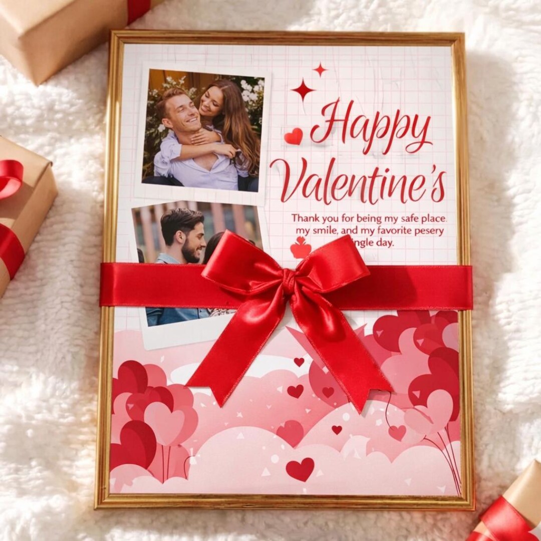 Editable Custom Couples Photo Card Print, Romantic Anniversary Keepsake ...