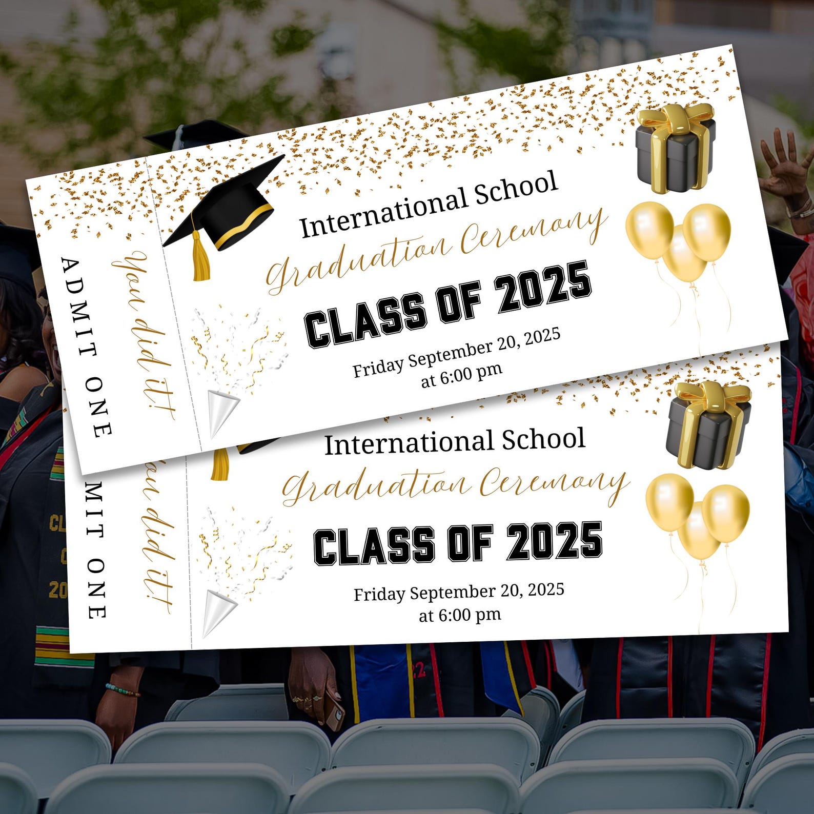 Graduation Ceremony Ticket Invitation: Editable Template (instant ...