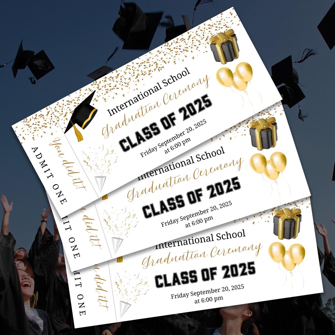 Graduation Ceremony Ticket Invitation: Editable Template (instant ...