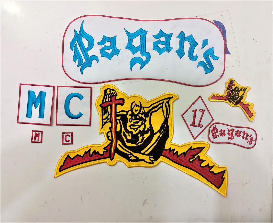 Pagans Mc 1% Embroidery Patch Full Set Iron on for Biker Jackets and ...