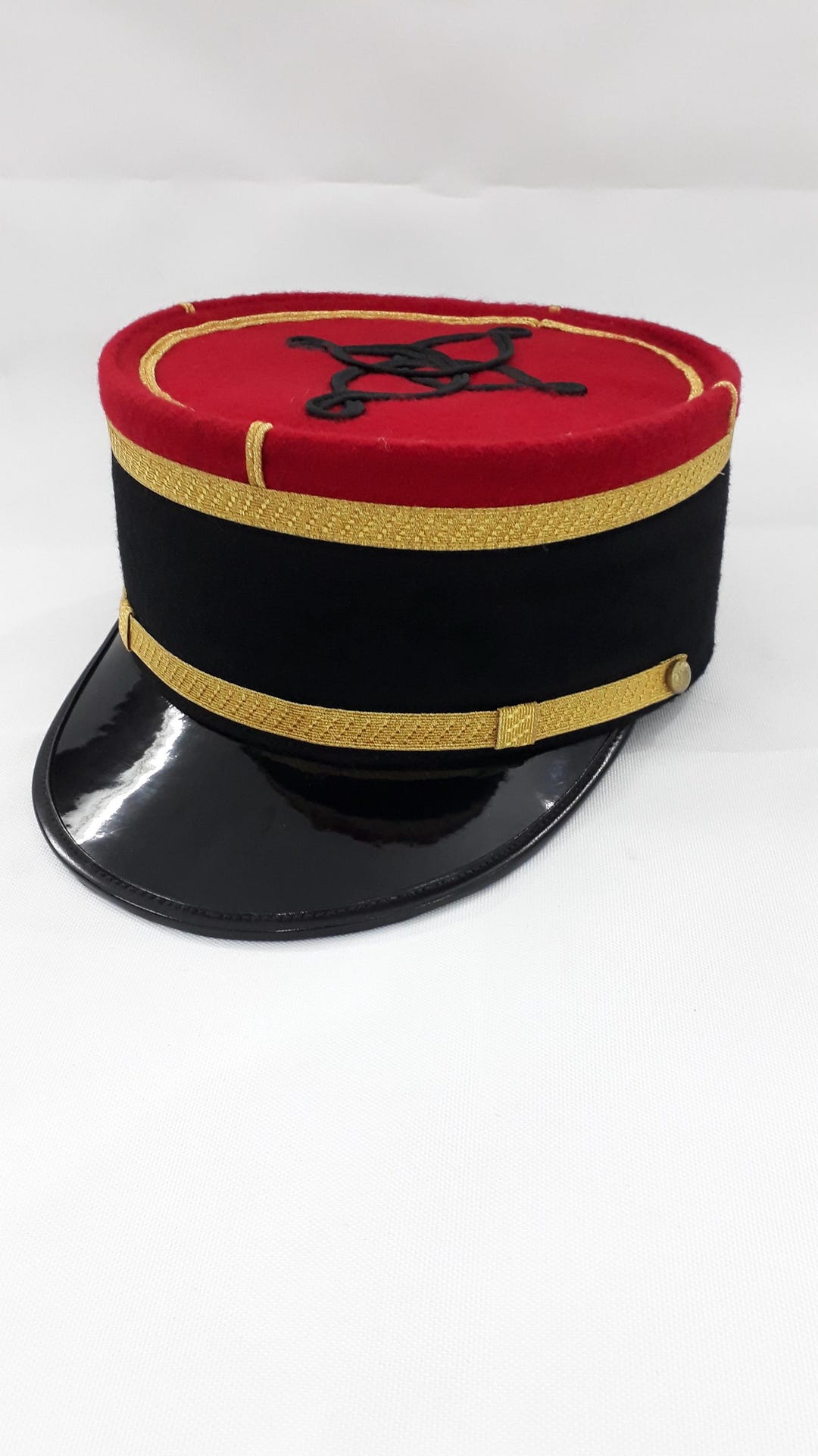 Ceremonial Kepi Cap: Red Wool Crown, Navy Body, Gold Trim - Etsy