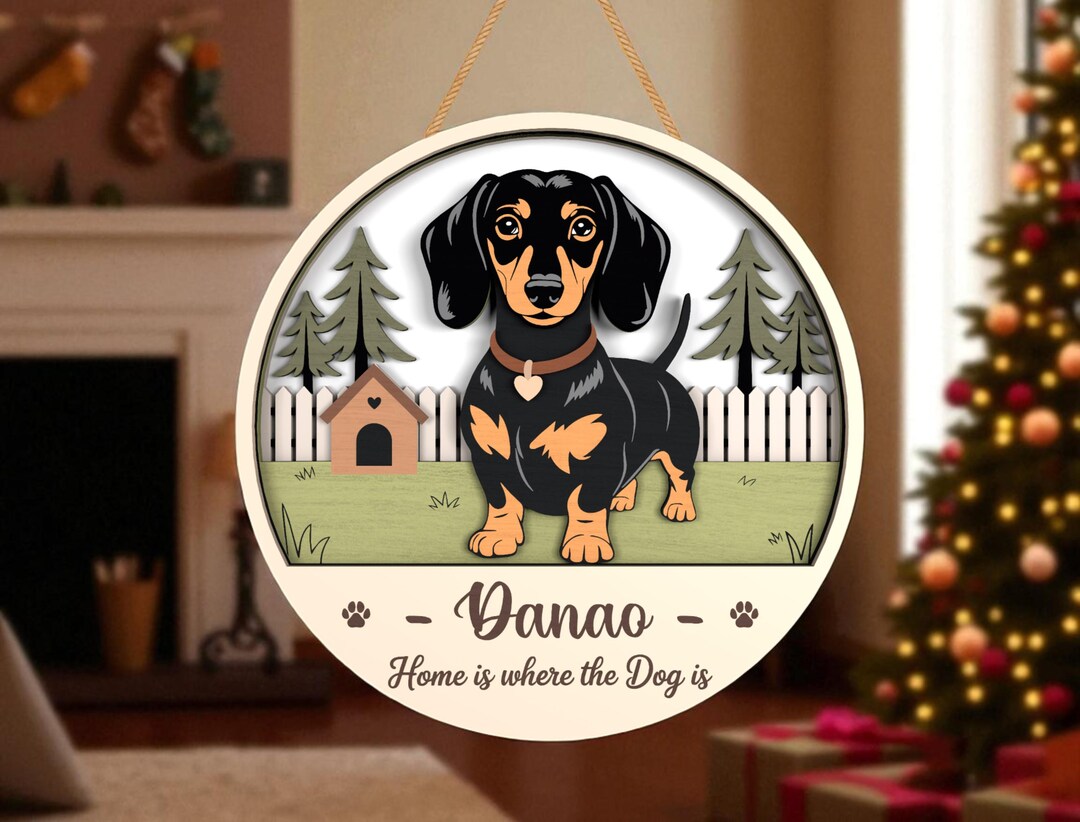 Personalized Dog Sign Laser Cut File Svg, Custom Dachshund Dog Portrait ...