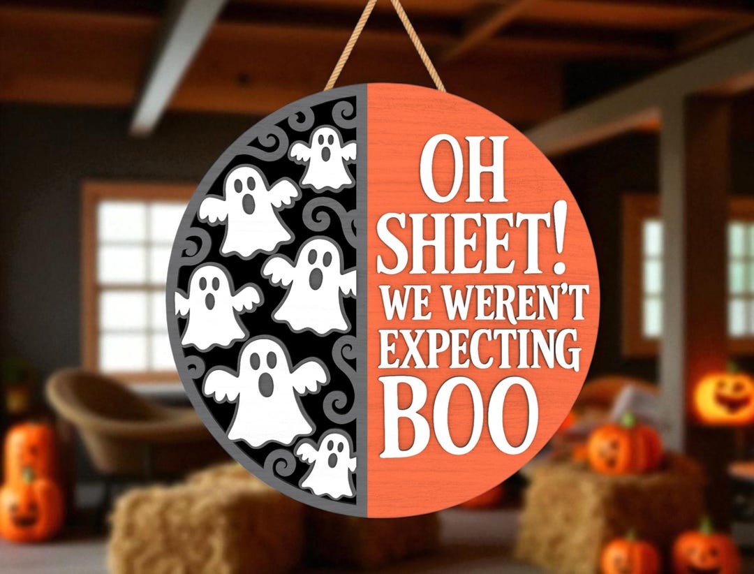 Halloween Ghost Door Hanger Svg, Funny Boo Sign Svg, Spooky Porch Decor ...
