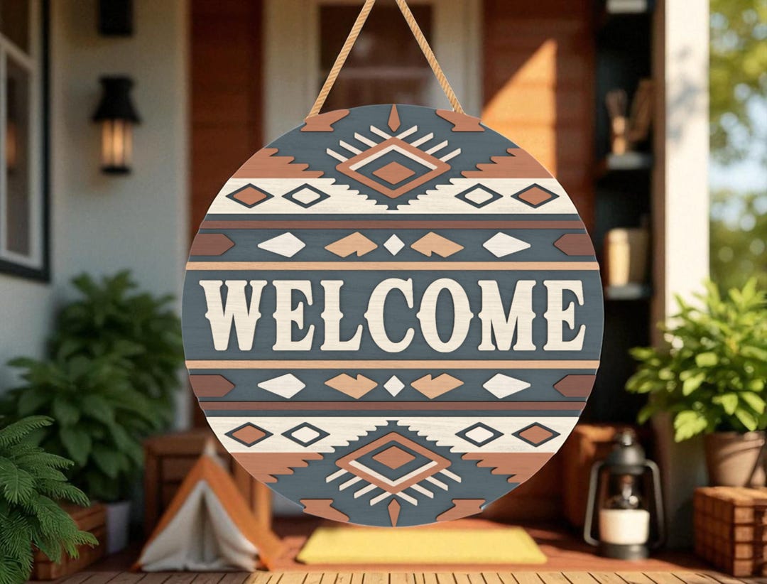 Welcome Door Hanger Laser Cut File Svg, Southwestern Boho Porch Sign ...