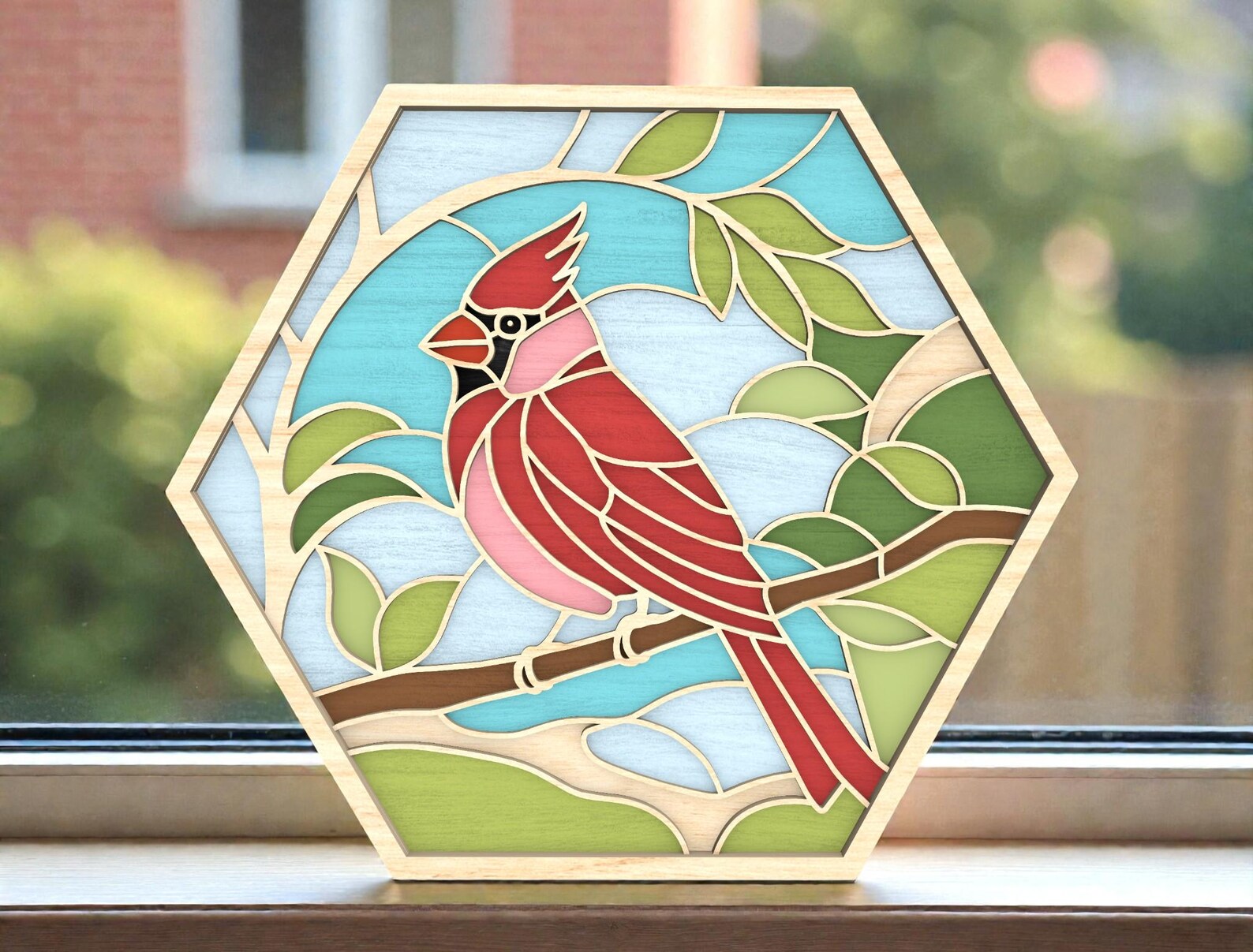 Cardinal Bird Layered Wood Laser Cut File SVG, Stained Glass Style ...
