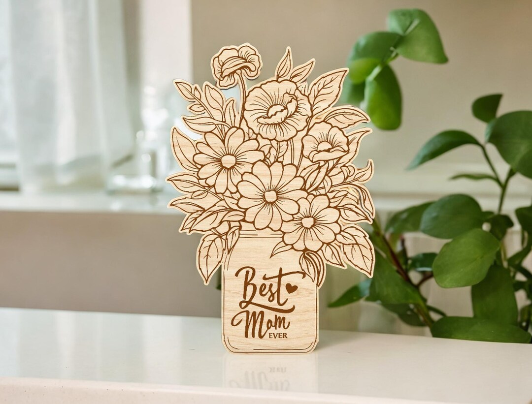 Standing Pot Flowers for Mom Cutfile Svg, Flower Bouquet With Stand Svg ...