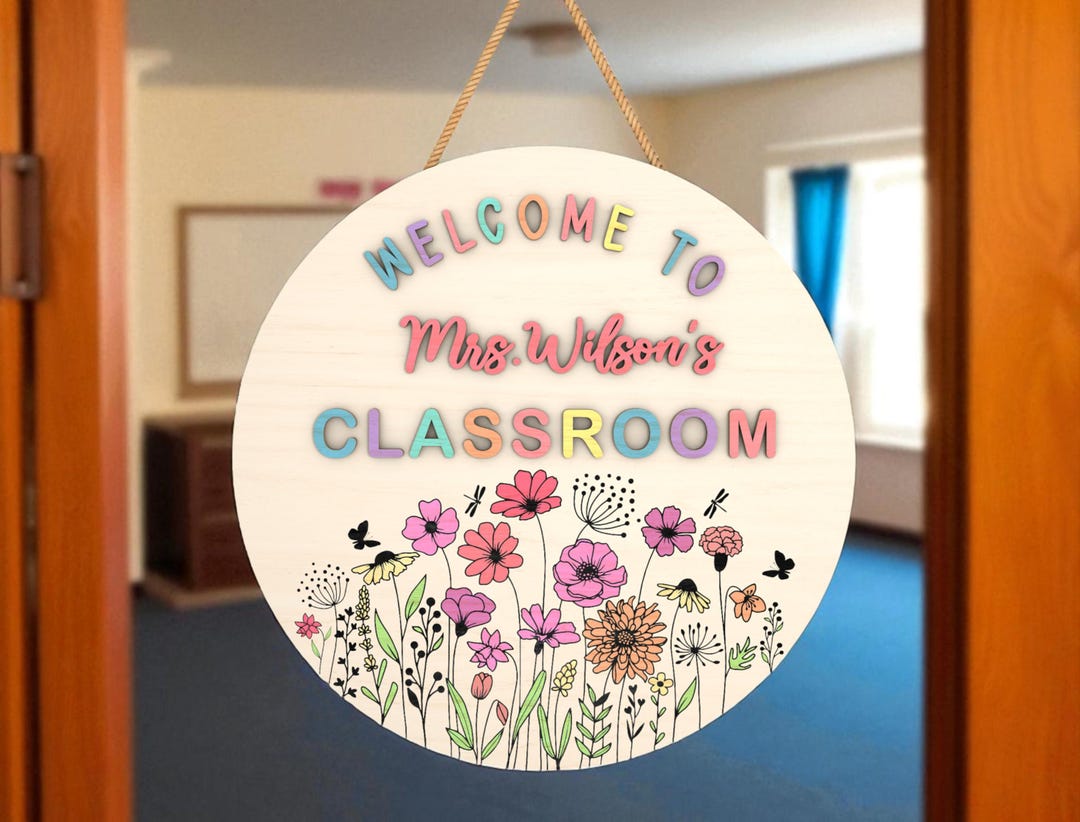 Personalized Classroom Welcome Sign, Teacher Doorsign Svg, Custom ...