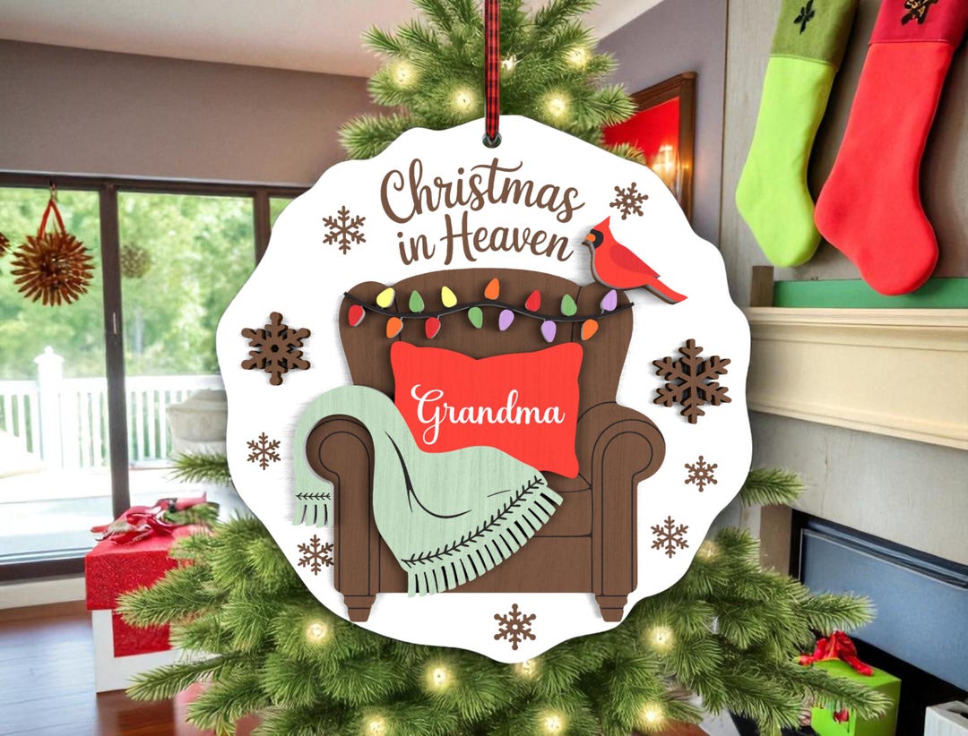 Christmas in Heaven Grandma Ornament Cut File, Memorial Christmas ...