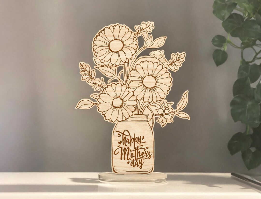 Standing Pot Flowers for Mom Cutfile Svg, Engraved Florals Mom Svg ...