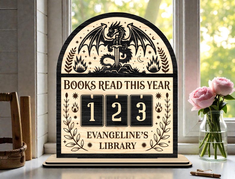 Fire Dragon Book Tracker Laser Cut File SVG, Fantasy Reading Goal ...