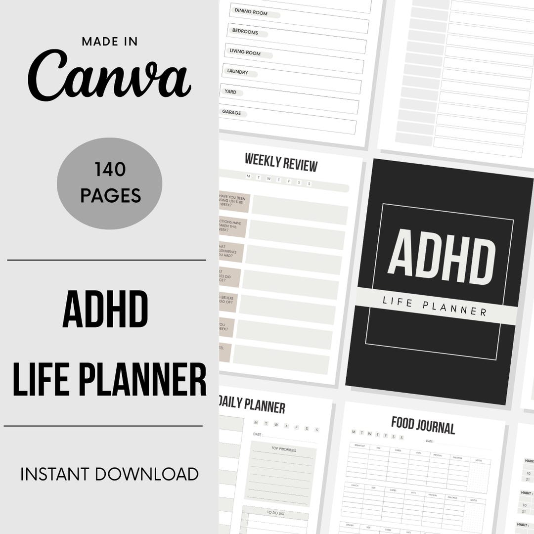 ADHD Life Planner Adult, Adhd Planner Printable, ADHD Productivity ...