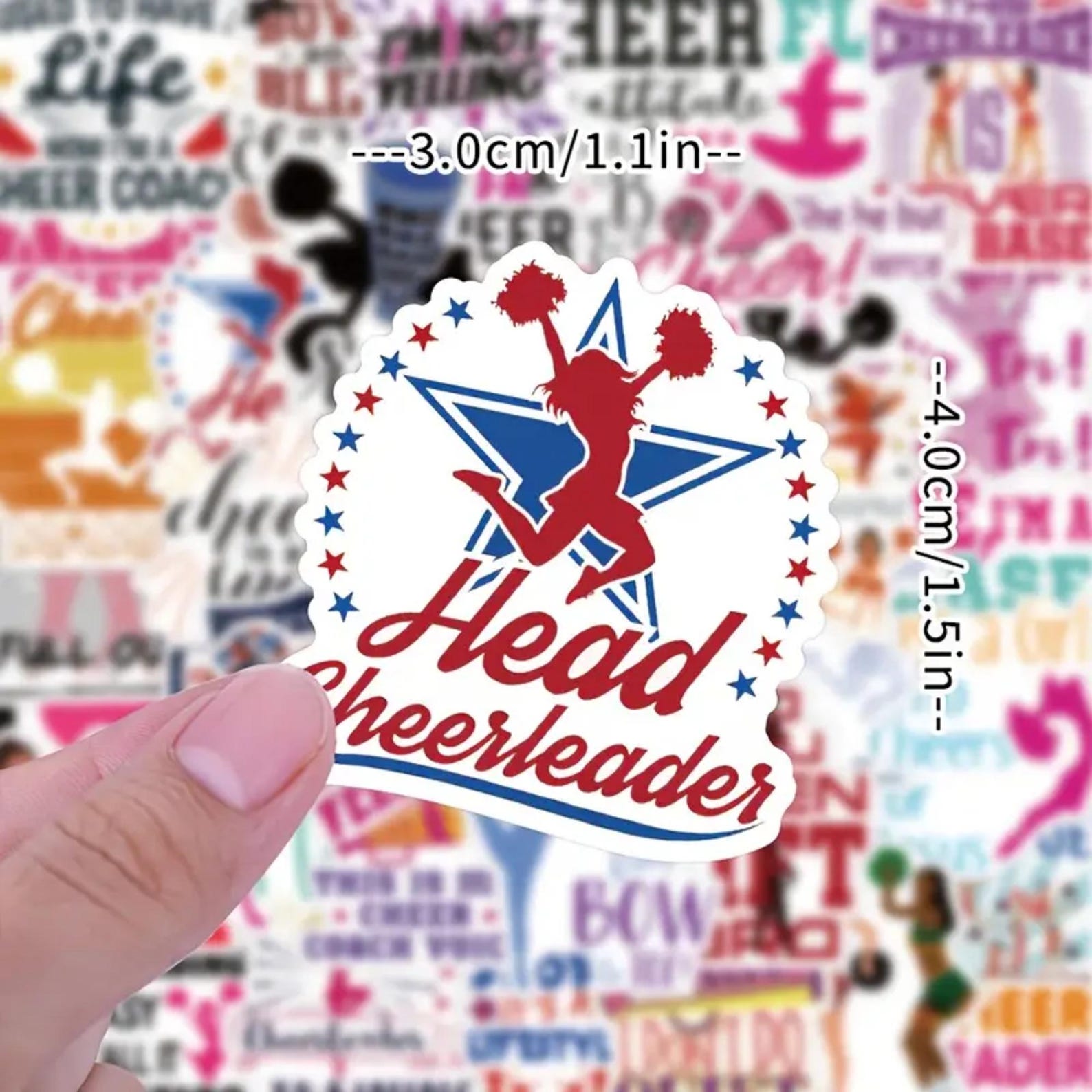 50 Cheerleading Stickers, Assorted Self Adhesive Waterproof Stickers ...