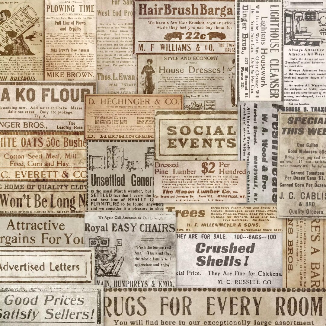 50 Newspaper Print Stickers, Assorted Self Adhesive Waterproof Stickers ...