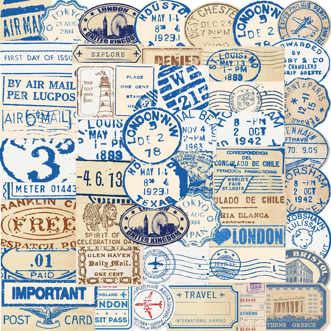 Passport Stamp Stickers 50 Pack Different Self Adhesive Waterproof ...