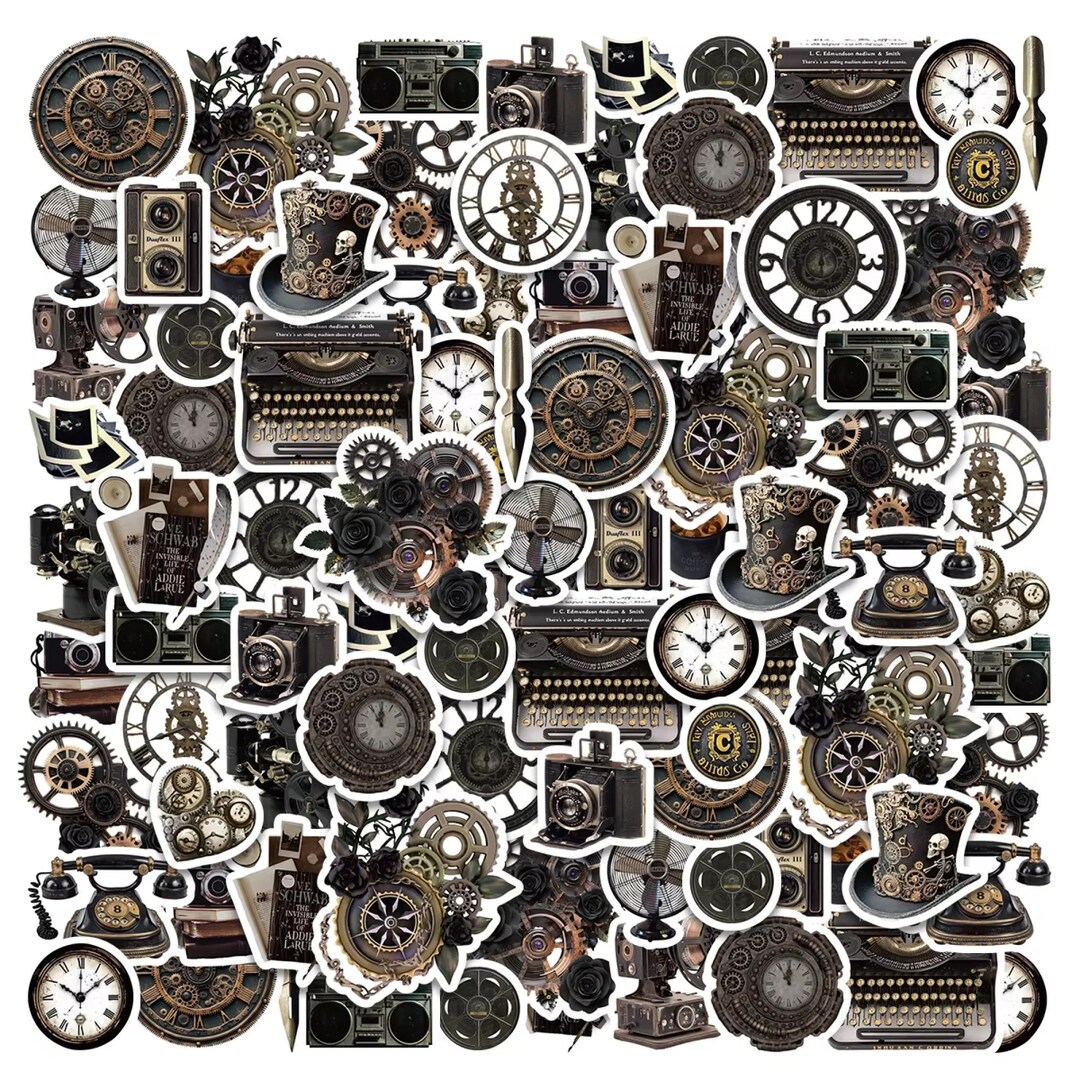 Steampunk Stickers 50 Self Adhesive Sticker, Mechanical Gears ...