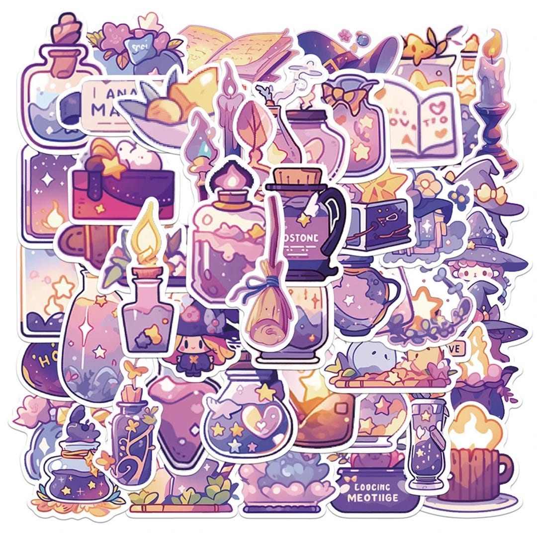 50 Magic Potion Stickers, Assorted Self Adhesive Waterproof Stickers ...