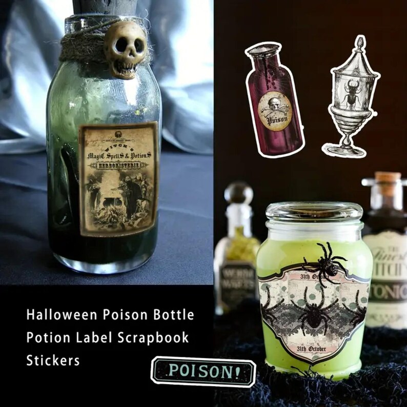 50 Poison Stickers, Assorted Self Adhesive Waterproof Stickers ...
