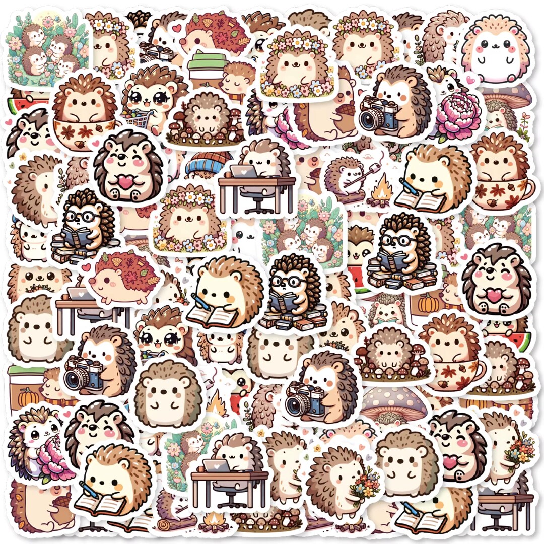 46 Hedgehog Stickers, Self Adhesive Stickers, Cute Hedgehogs Nature ...