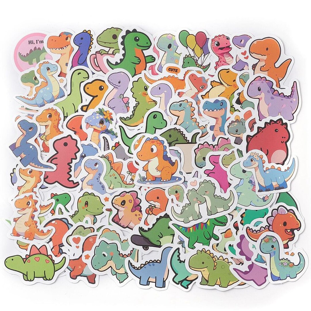 100 Baby Dinosaur Stickers, Assorted Self Adhesive Waterproof Sticker ...